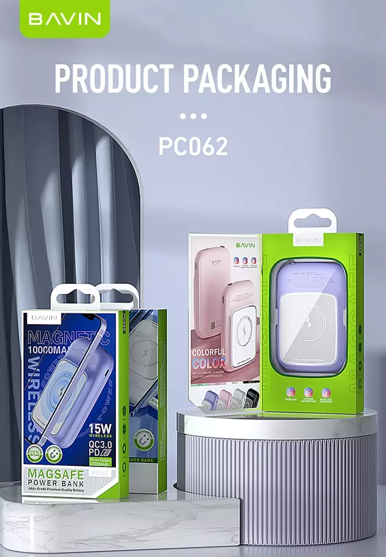 Buy BAVIN Bavin PC062 10000mAh 22.5W Fast Charging Power Bank Magnetic Wireless Charging Power ...