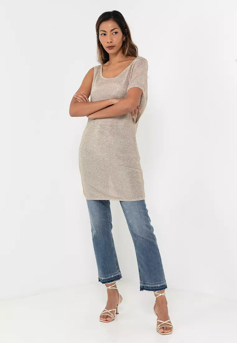 ZARA Asymmetric Knit Metallic Thread Top 2024 | Buy ZARA Online ...