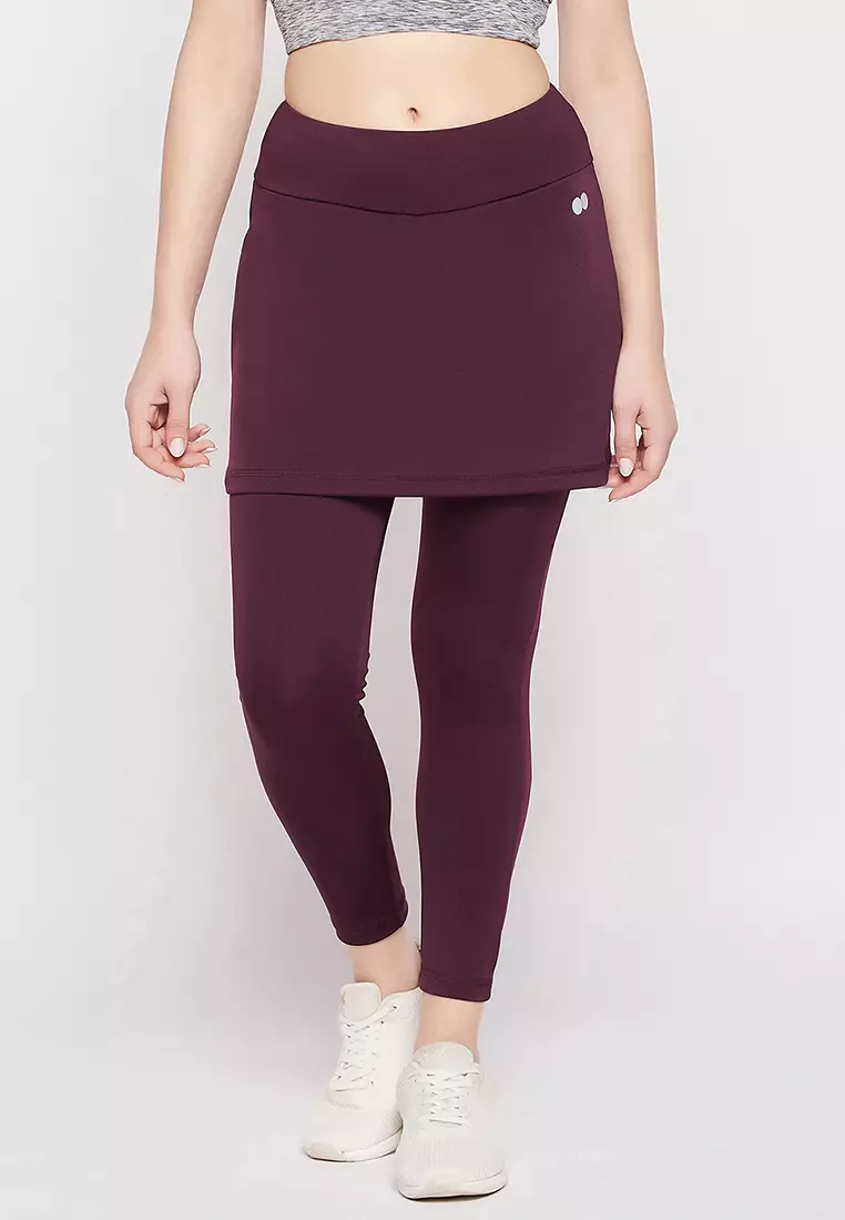 Buy Clovia Clovia Snug-Fit High Rise Active Skirt with Attached Tights ...