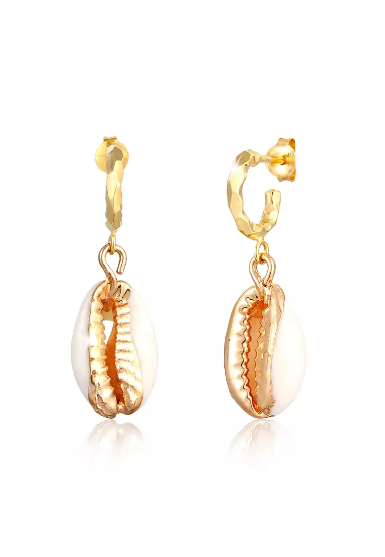 Buy ELLI GERMANY Earrings Creoles Kauri Shell Summer Beach Maritime ...