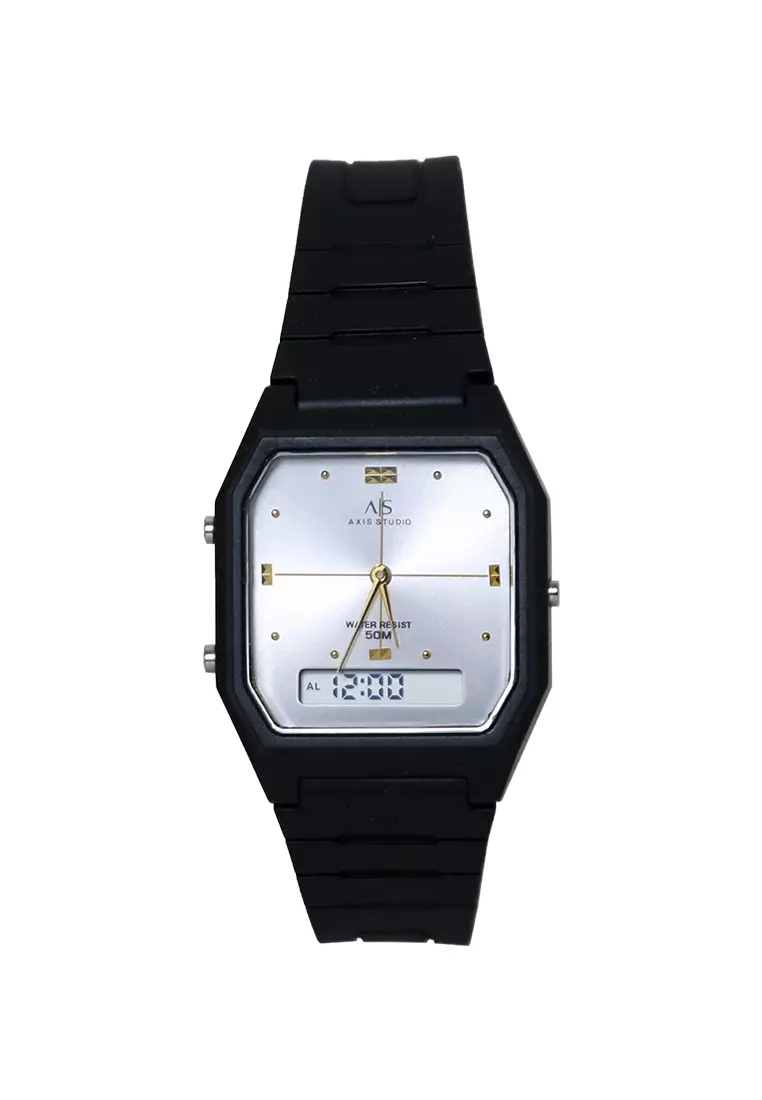 Buy Axis Axis Blake Black/Silver Dial Analog Digital Resin Unisex Watch ...