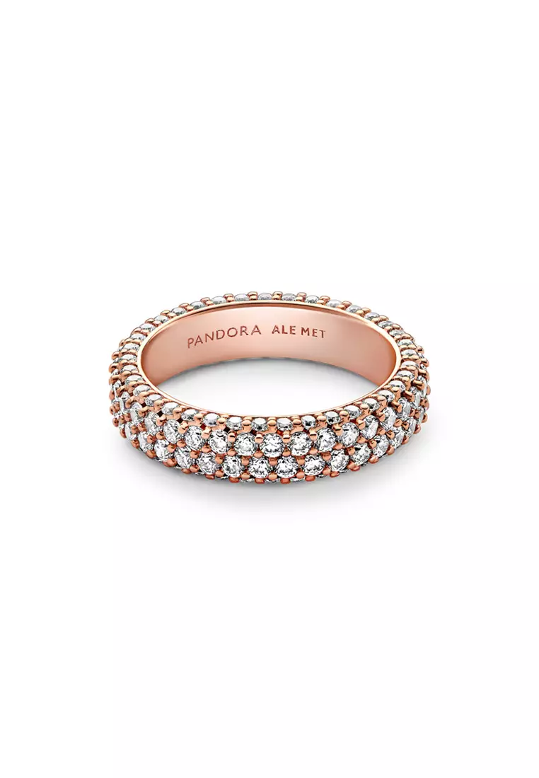 Buy PANDORA Pandora 14k Rose Gold Plated Timeless Pavé Double-row Ring Online | ZALORA Malaysia