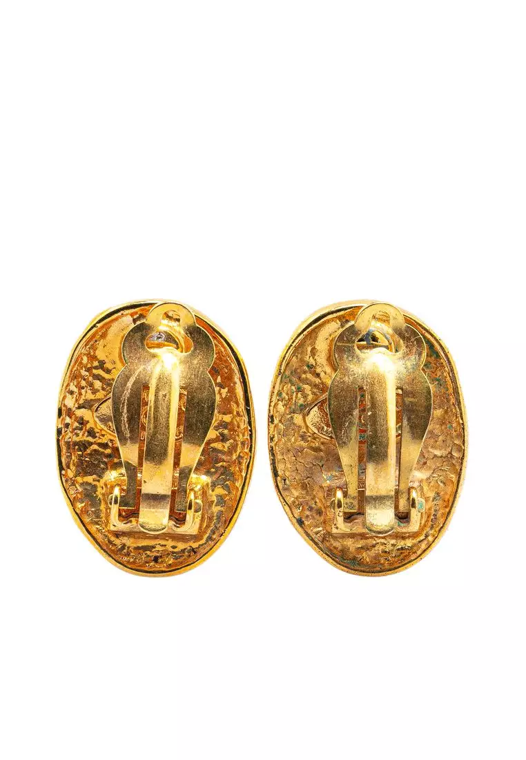 Buy Chanel Pre-Loved Chanel Gold Plated Cc Crown Clip On Earrings ...