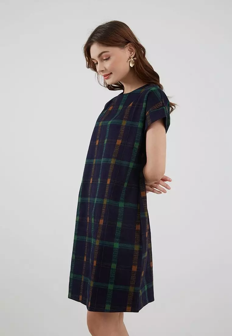 Jual Berrybenka Label Brifita Plaid Dress Navy Original 2025 | ZALORA ...