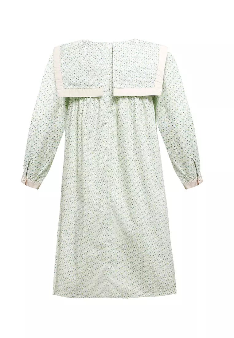 Jual PITODITO Pito Dito Girl Agripina Dress Midi Anak Hijau Motif Bunga ...