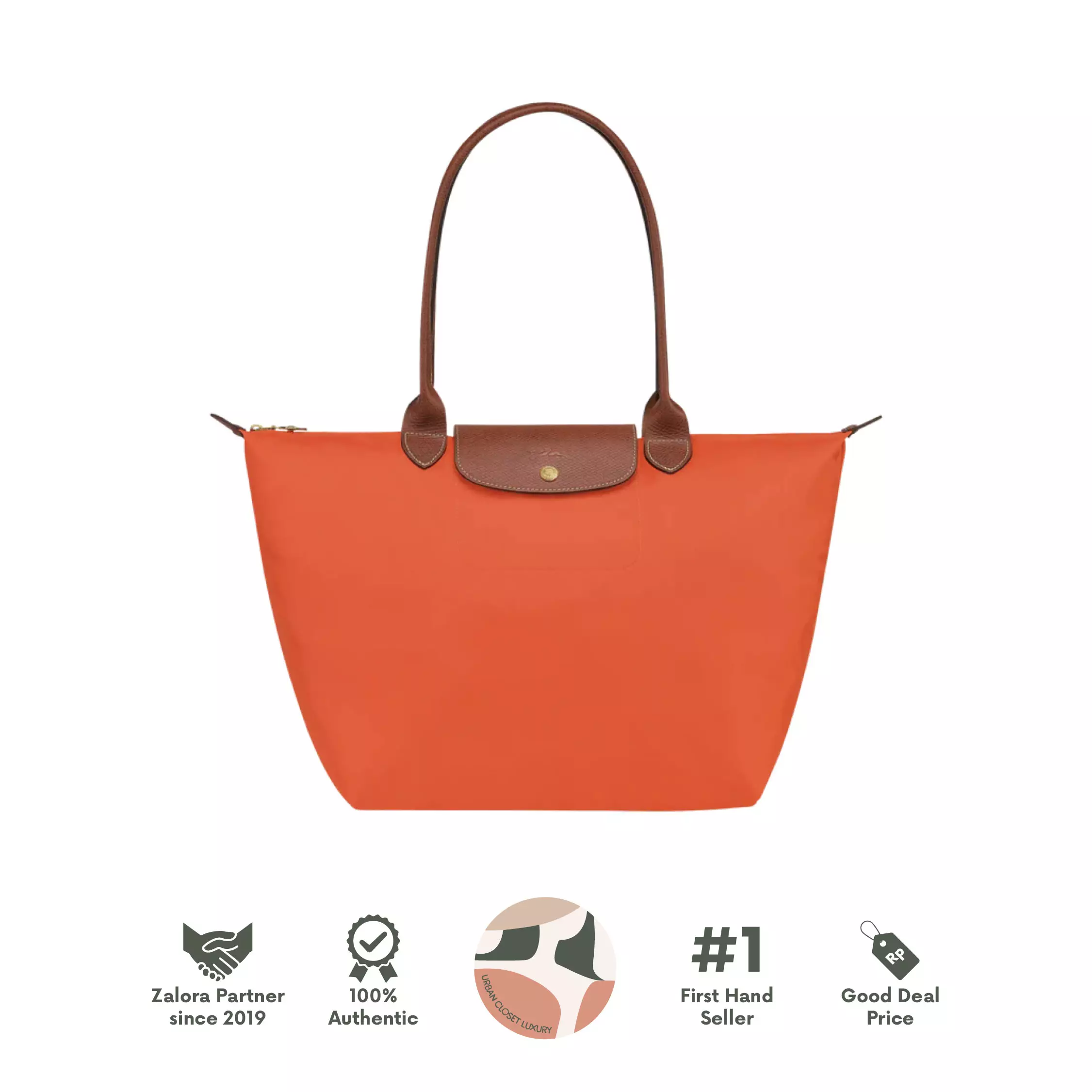 Jual LONGCHAMP Le Pliage Original Small Long Handle Orange Original ...