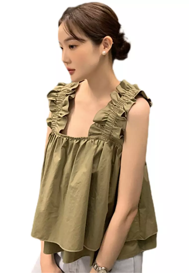 Buy Sunnydaysweety French style ruffled camisole top CA24092711BE ...