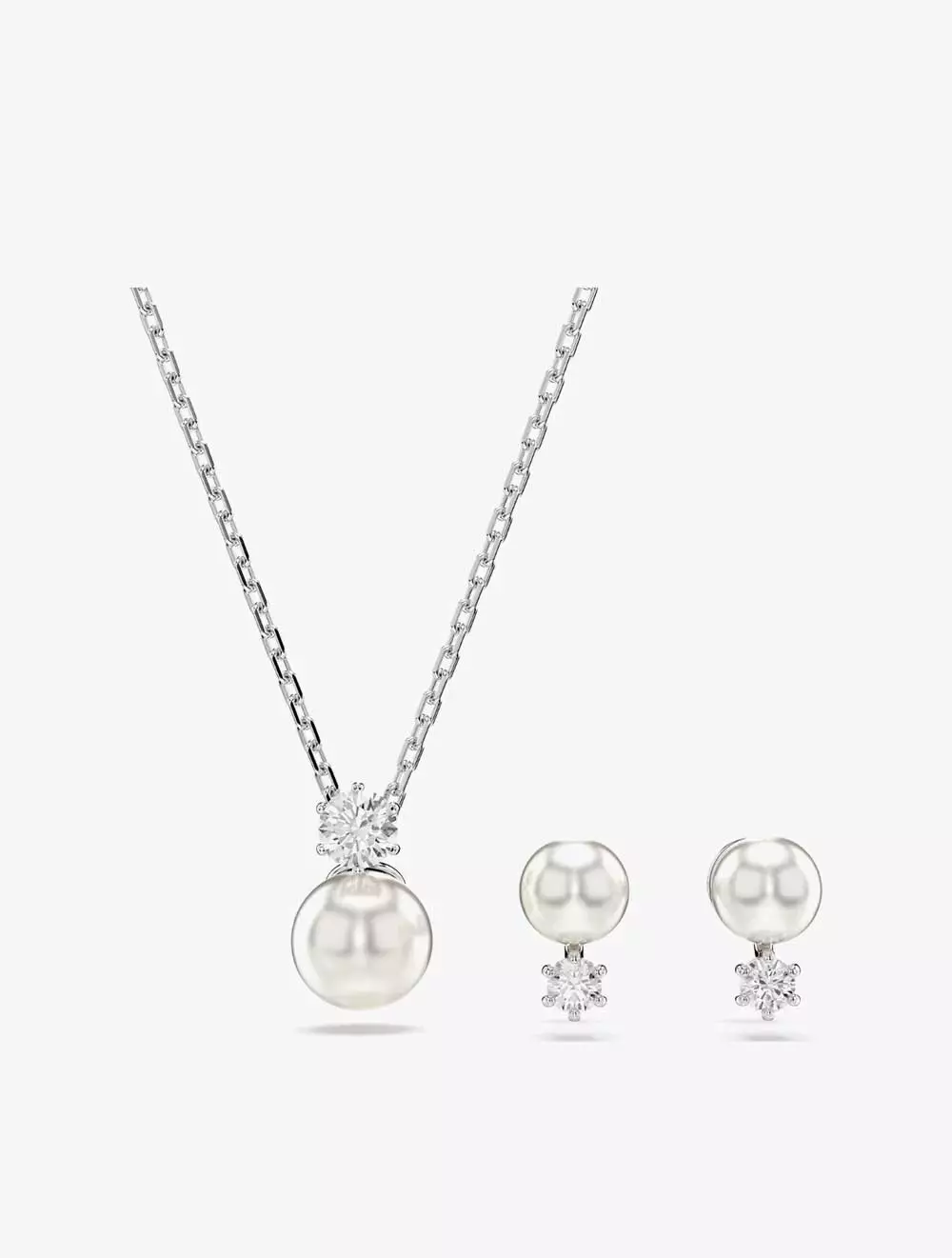 Jual Swarovski Matrix Set, Crystal Pearl, Round Cut, White, Rhodium ...