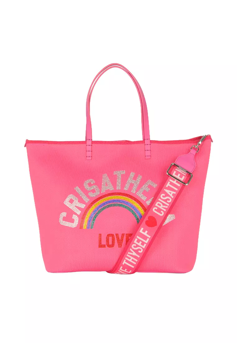 Buy Crisathena Glam Rainbow Large Tote Bag in Fuchsia 2026 Online ...