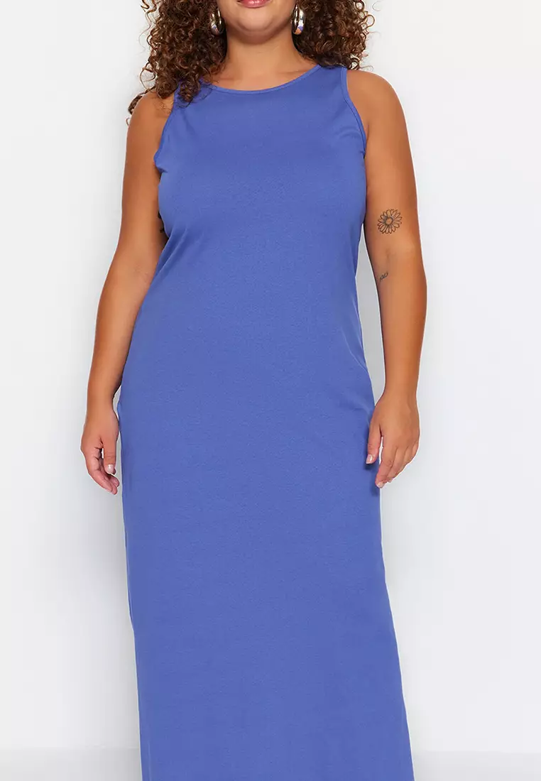 Buy Trendyol Plus Size Cotton Slit Maxi Dress Online Zalora Malaysia