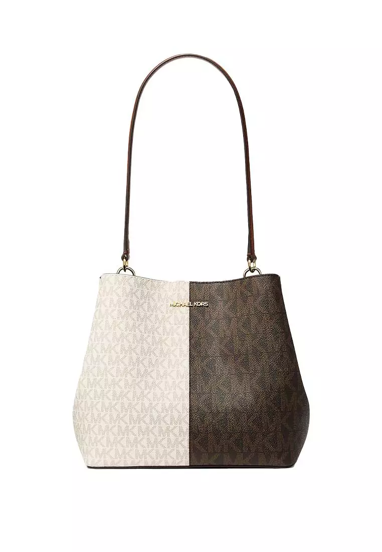 Buy Michael Kors Pratt Medium Two-Tone Signature Logo Shoulder Bag ...