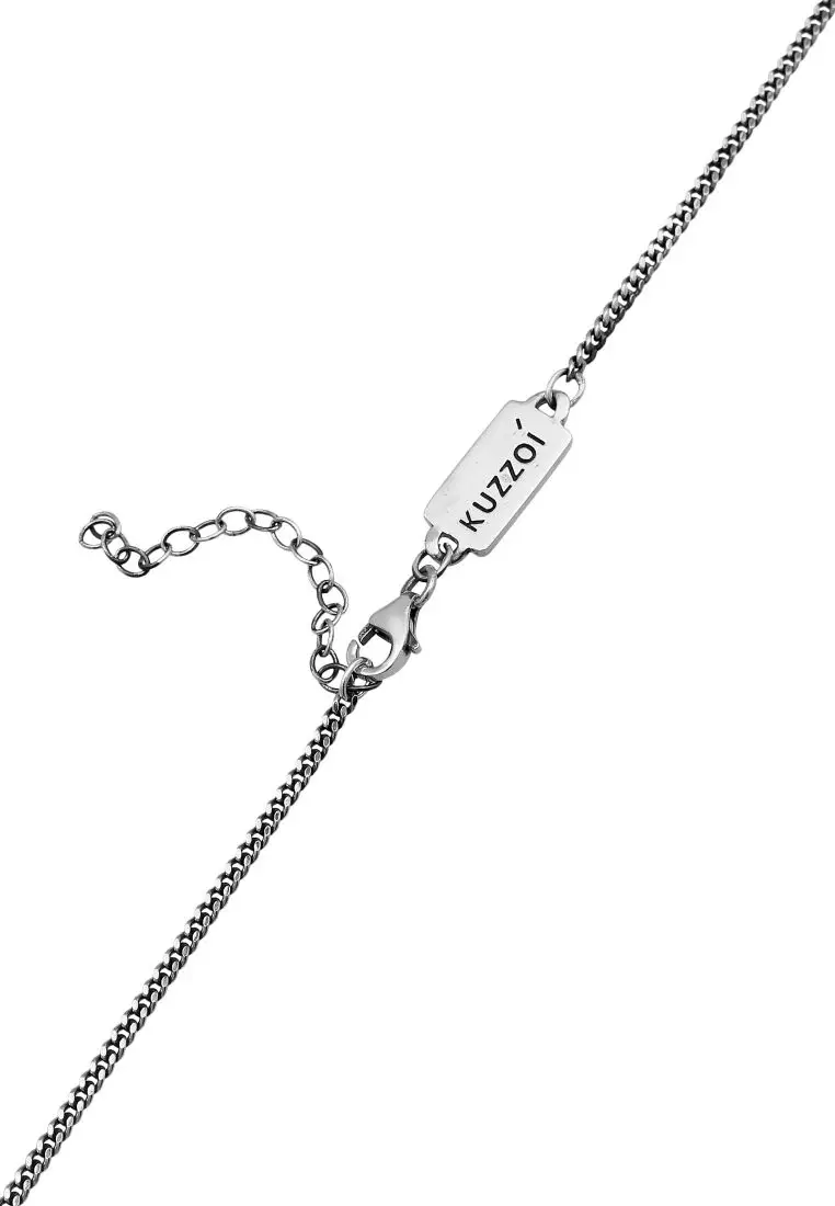 Buy Kuzzoi Necklace Men Curb Chain Basic Fine Minimal Oxidised in 925 ...