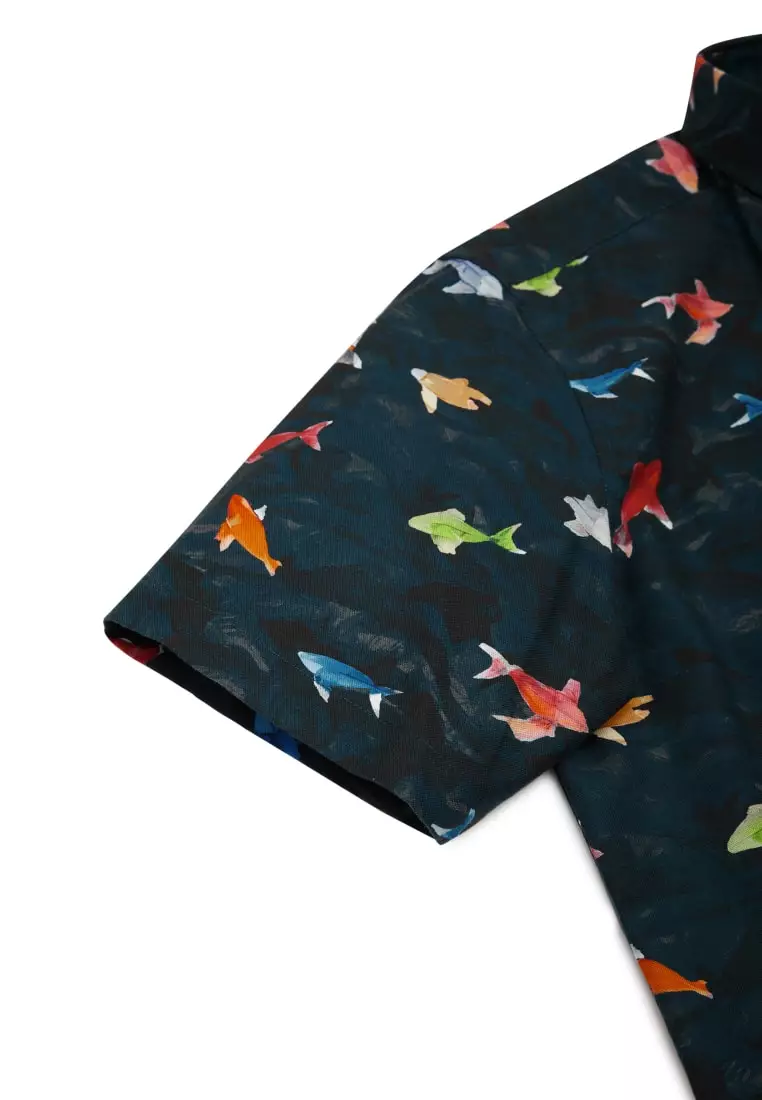 Buy G2000 G2000 Wrinkle Free Oxford Koi Printed Smart Fit Short Sleeve ...