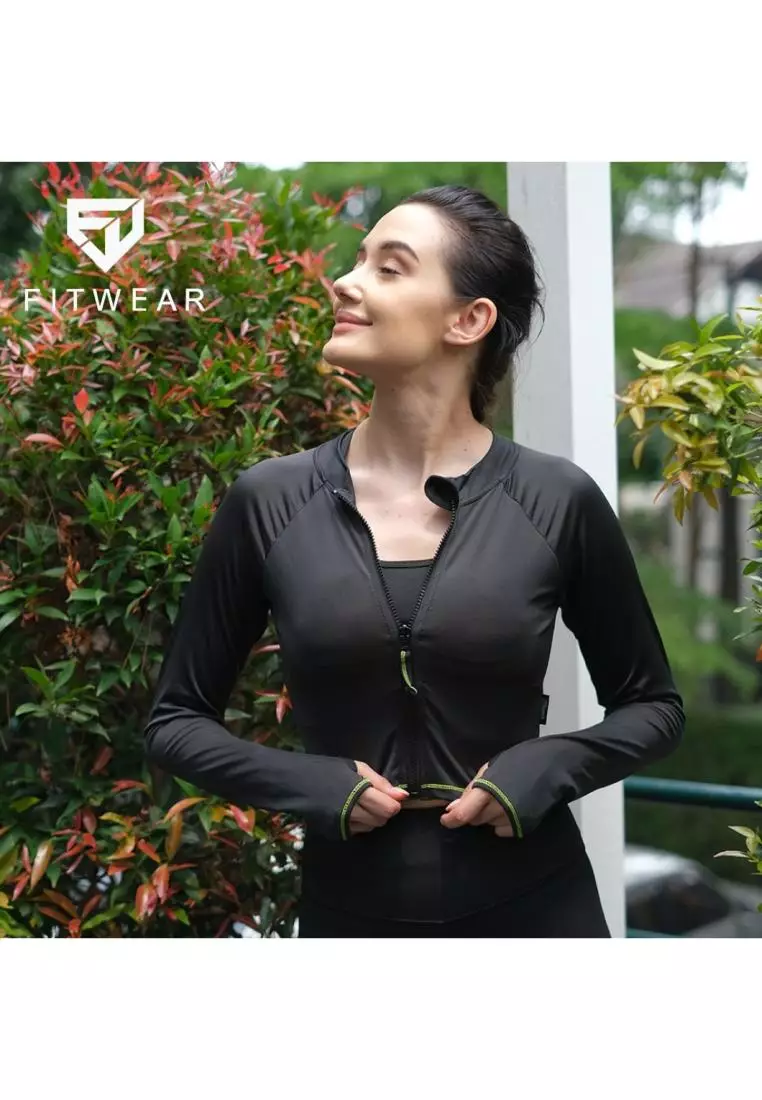 Jual FITWEAR Fitwear - Jaket Crop Zip Front Olahraga Sepeda / Berenang ...