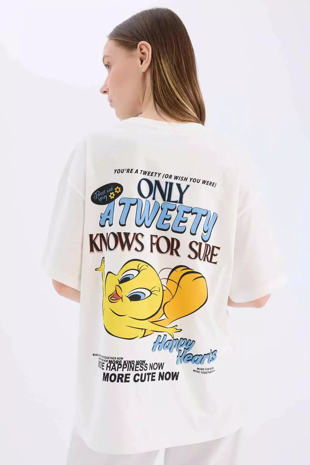 Buy DeFacto Coool Looney Tunes Oversize Wide Fit Crew Neck Back Printed ...