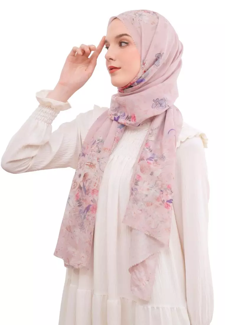 Jual Hijab Wanita Cantik.com Pashmina Emily Series Hijab printing premium motif bunga Varian ...