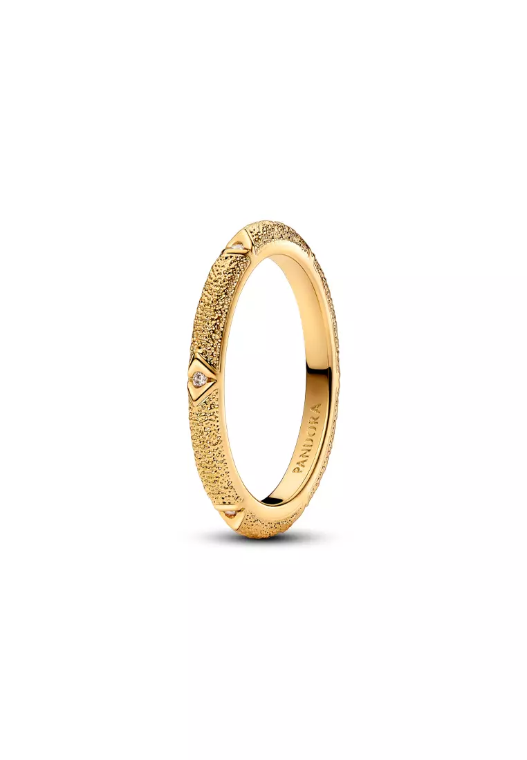 Buy PANDORA Pandora ME 14k Gold Plated Texture & Stones Ring Online ...