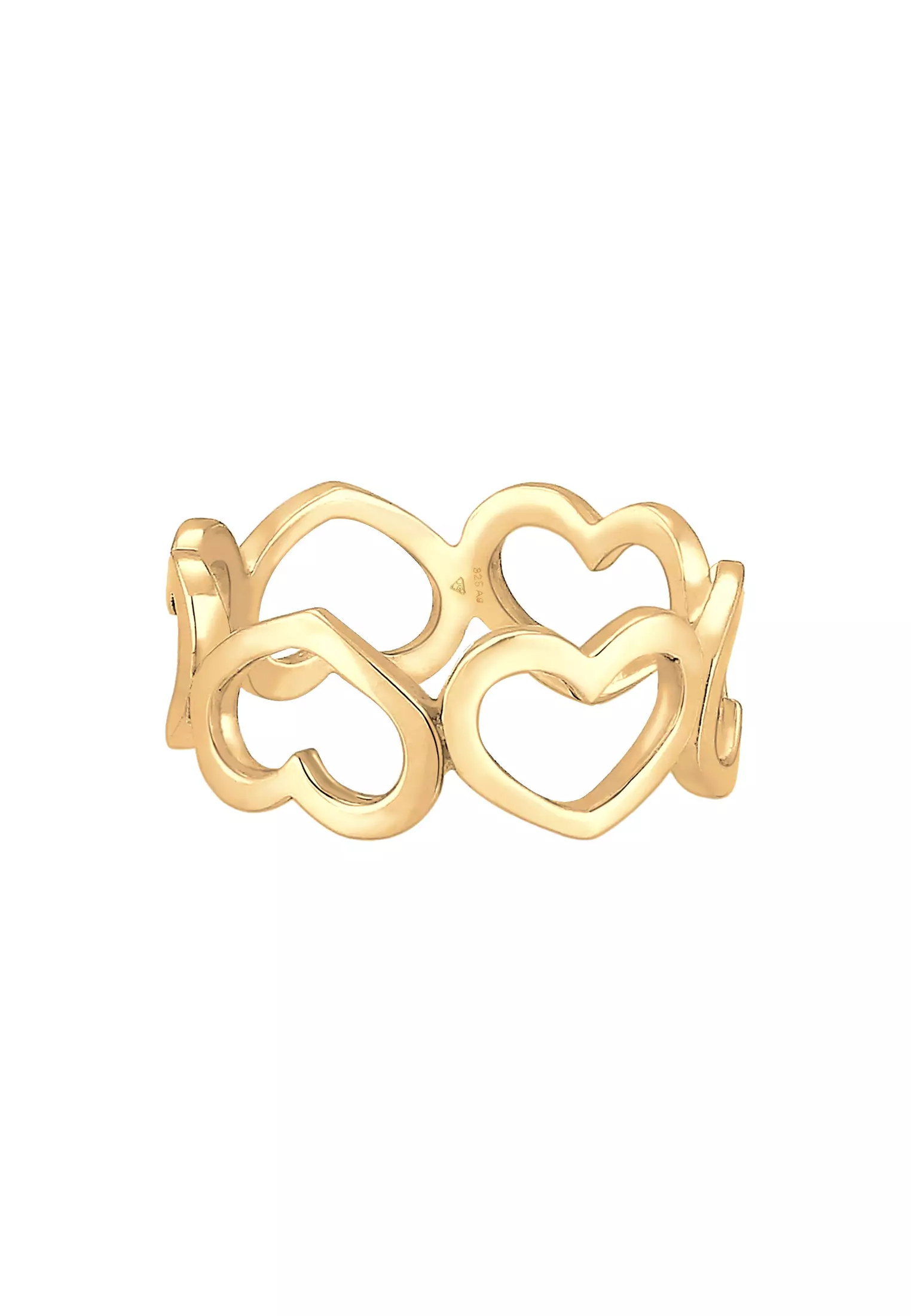 Buy ELLI GERMANY Heart Cut-Out Band Ring – Gold-Plated Silver 2026 ...