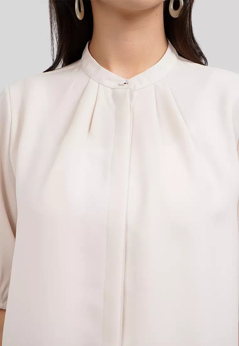 Jual Executive Round Neck Puff Sleeve Blouse Original 2025 | ZALORA Indonesia