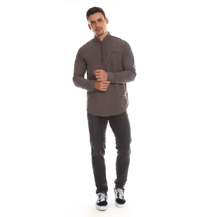 Jual Juice Ematic Juice Ematic Kemeja Lengan Panjang Pria Abu gelap ...