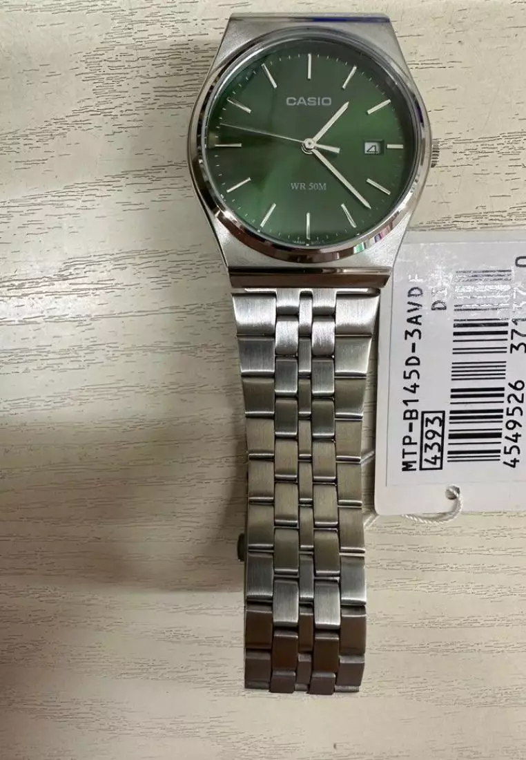 Buy Casio Casio General Green Dial Silver Stainless Steel Strap Unisex ...