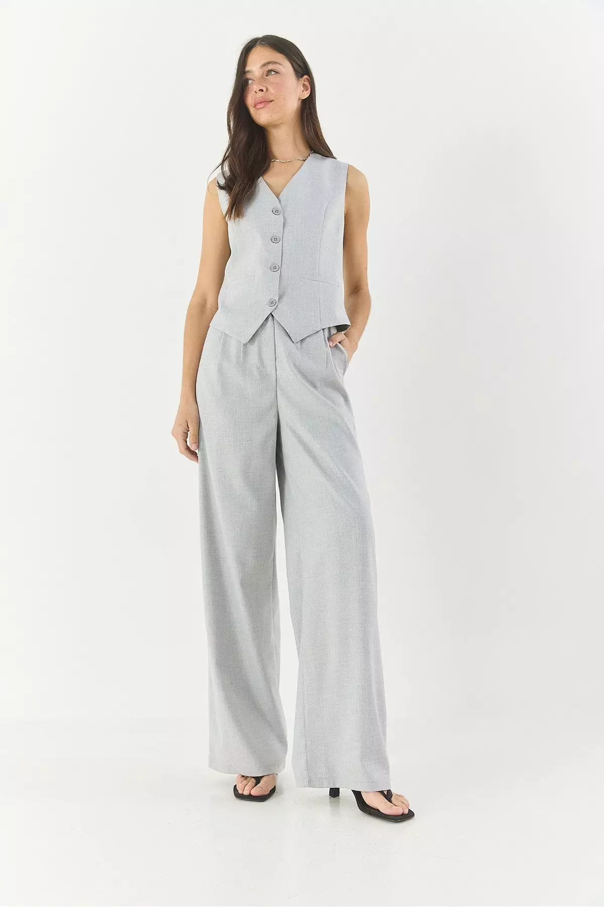 Buy Bianco Lucci Women's Classic Cut Vest With High Waist Pants Fabric ...