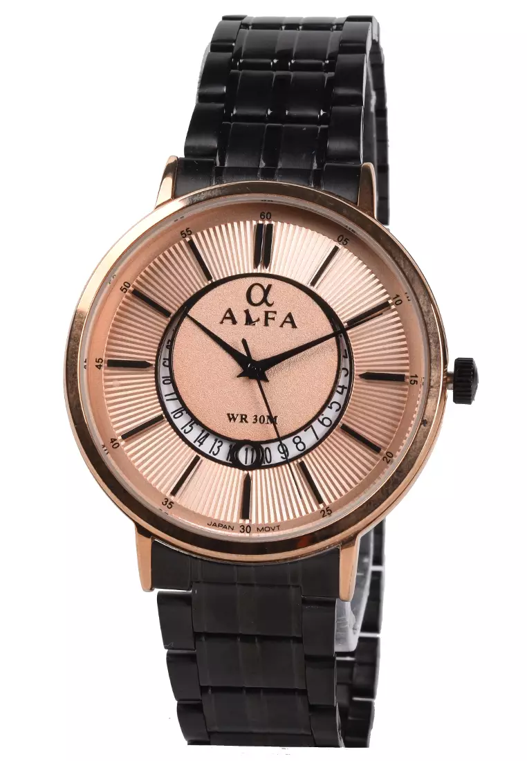 Jual Alfa Alfa - Jam Tangan Pria - Rosegold - Black Stainless Steel ...
