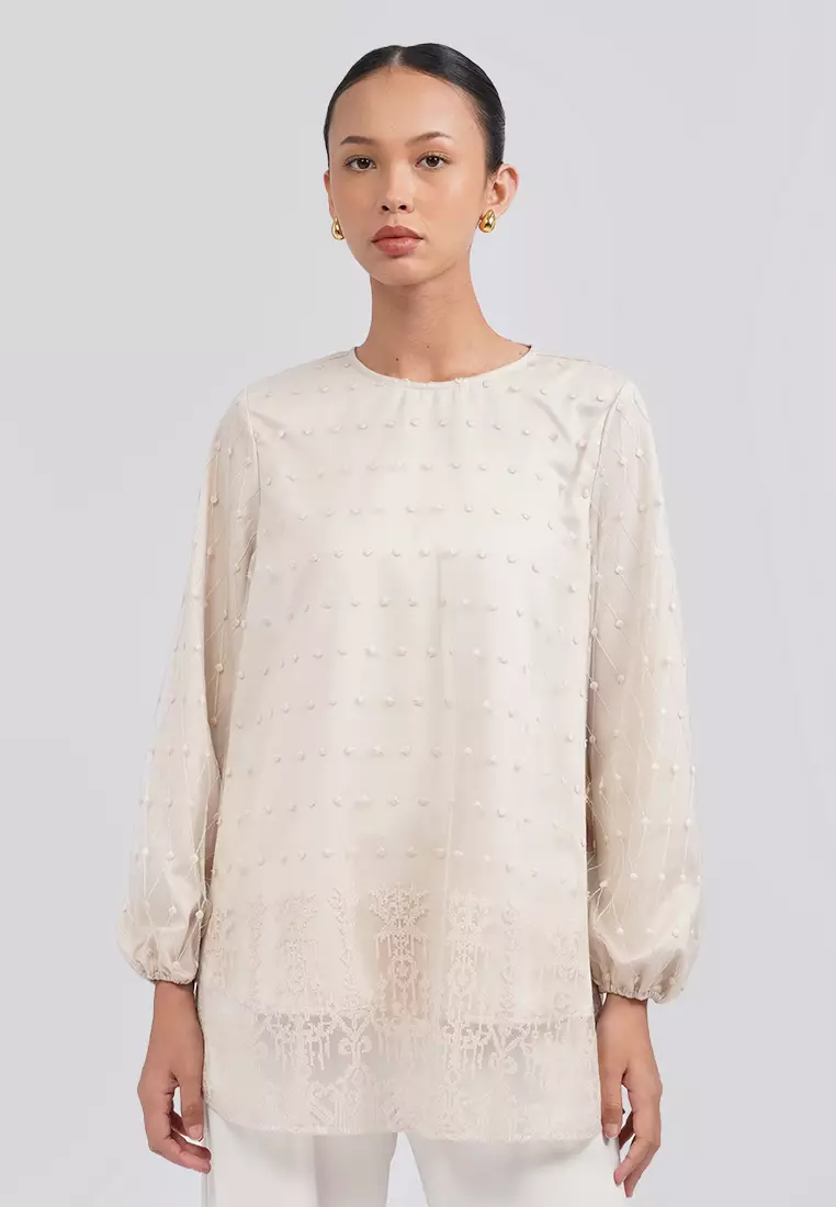 Jual Executive Round Neck Embroidered Blouse Original 2025 | ZALORA Indonesia