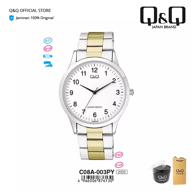 Jual Q&Q Q&Q QnQ QQ Jam Tangan Arloji Pria Fashion Analog Stainless Steel Rantai - C08 C08A ...