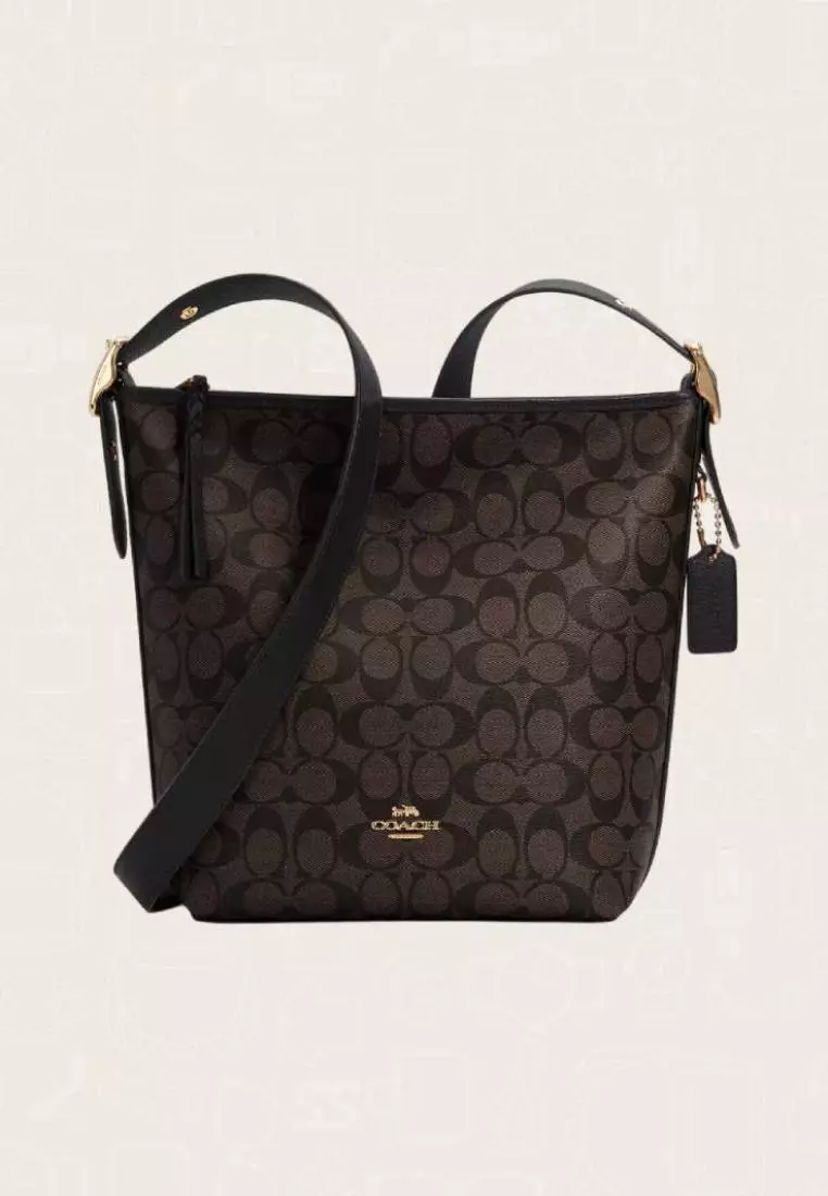 Jual Coach Coach Val Duffle In Signature Canvas Brown Black Original ...