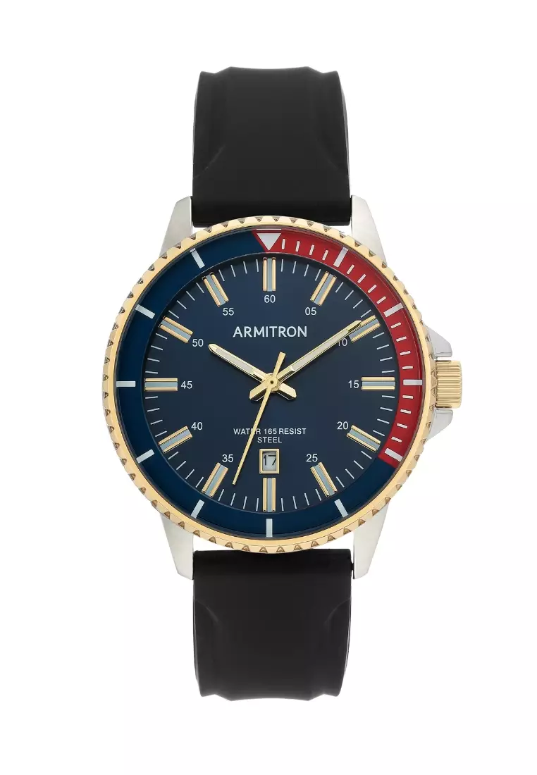 Buy Armitron Armitron Leather 41mm Watch - Gold / Black (20-5433NVTTBK ...