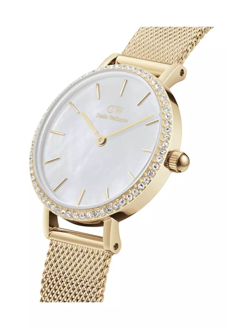 Buy Daniel Wellington Petite 28mm Bezel Mesh White MOP Gold - DW Women ...