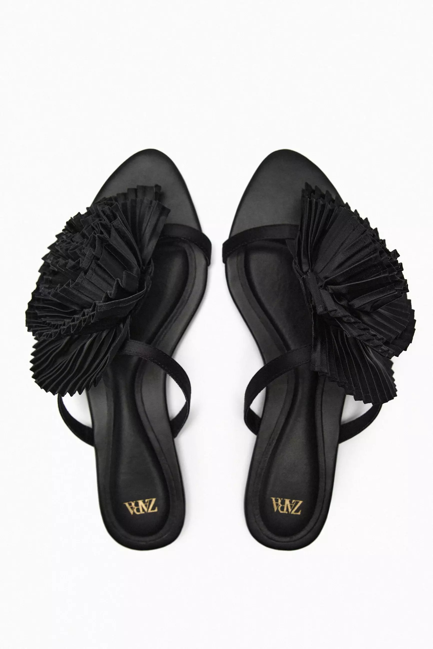 ZARA Flat Slider Sandals With Pleated Fabric 2024 | Buy ZARA Online ...
