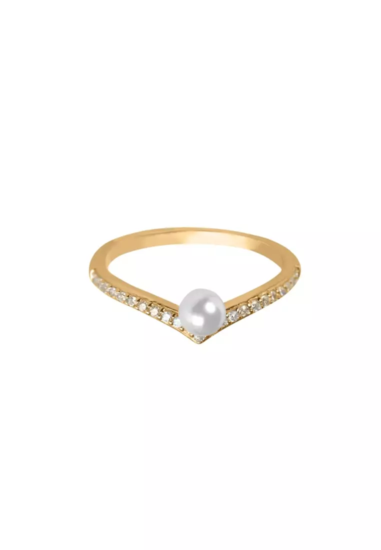 Buy Foundry Vermeil Pearl Wishbone Ring 2025 Online | ZALORA Philippines