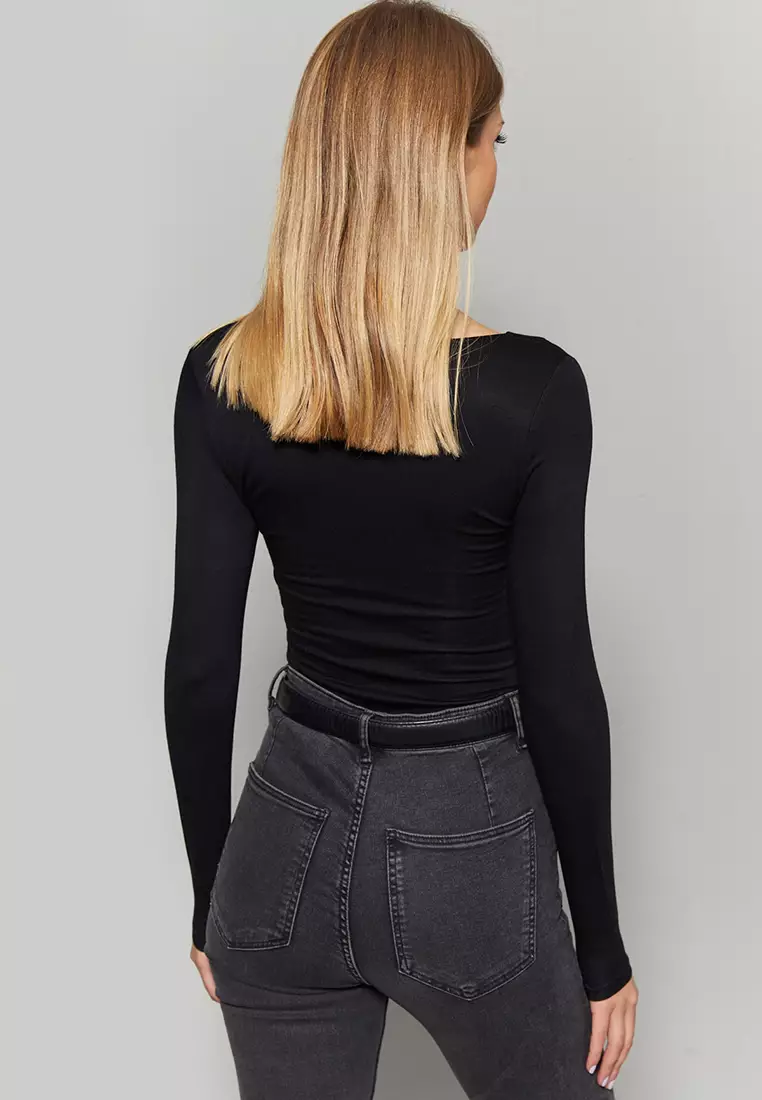 Buy Cool & Sexy V-Neck Long Sleeves Bodysuit Online | ZALORA Malaysia