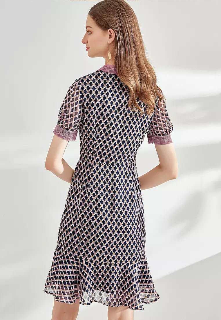 Buy A-IN GIRLS Elegant Check Chiffon Print Dress 2025 Online | ZALORA