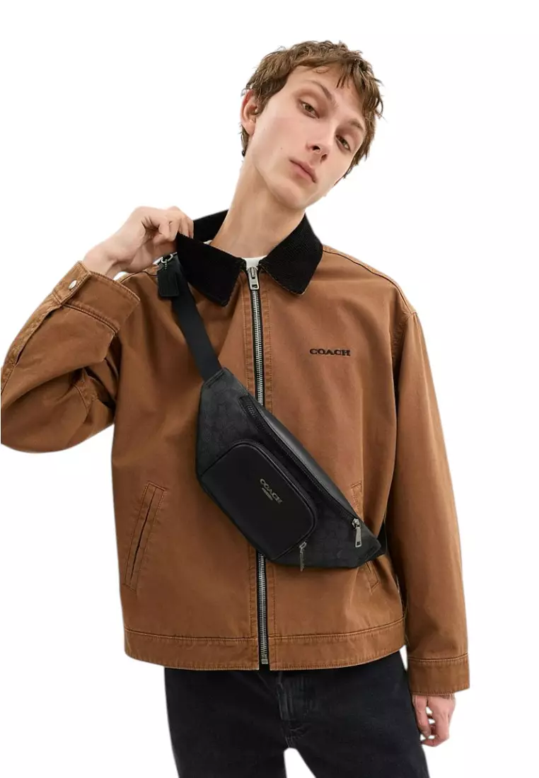 Buy Coach Mens Racer Small Belt Bag In Signature Canvas - Charcoal ...