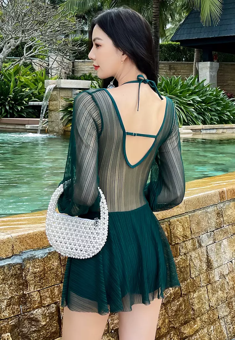 Buy Zitique Sexy Tulle Big Backless One Piece Swimsuit 2024 Online