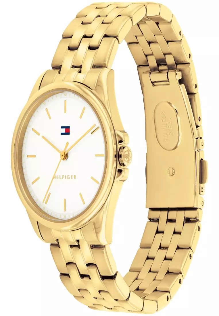 Buy Tommy Hilfiger Watches Women's Ionic Plated Thin Gold Steel Quartz ...