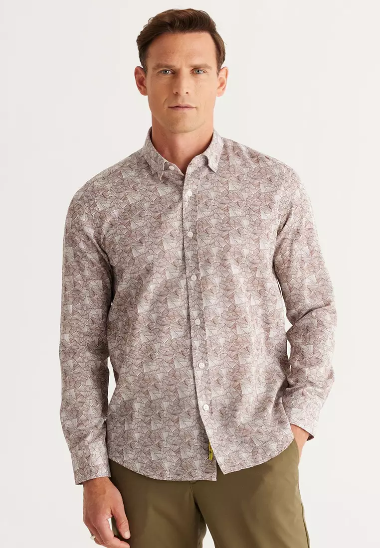 Buy Altinyildiz Slim Fit Hidden Button Collar Cotton Shirt Online ...