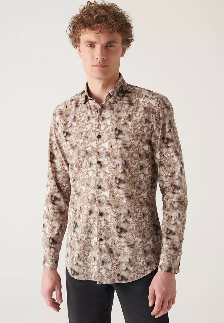 Buy Avva Abstract Patterned Slim Fit Shirt 2025 Online | ZALORA Philippines