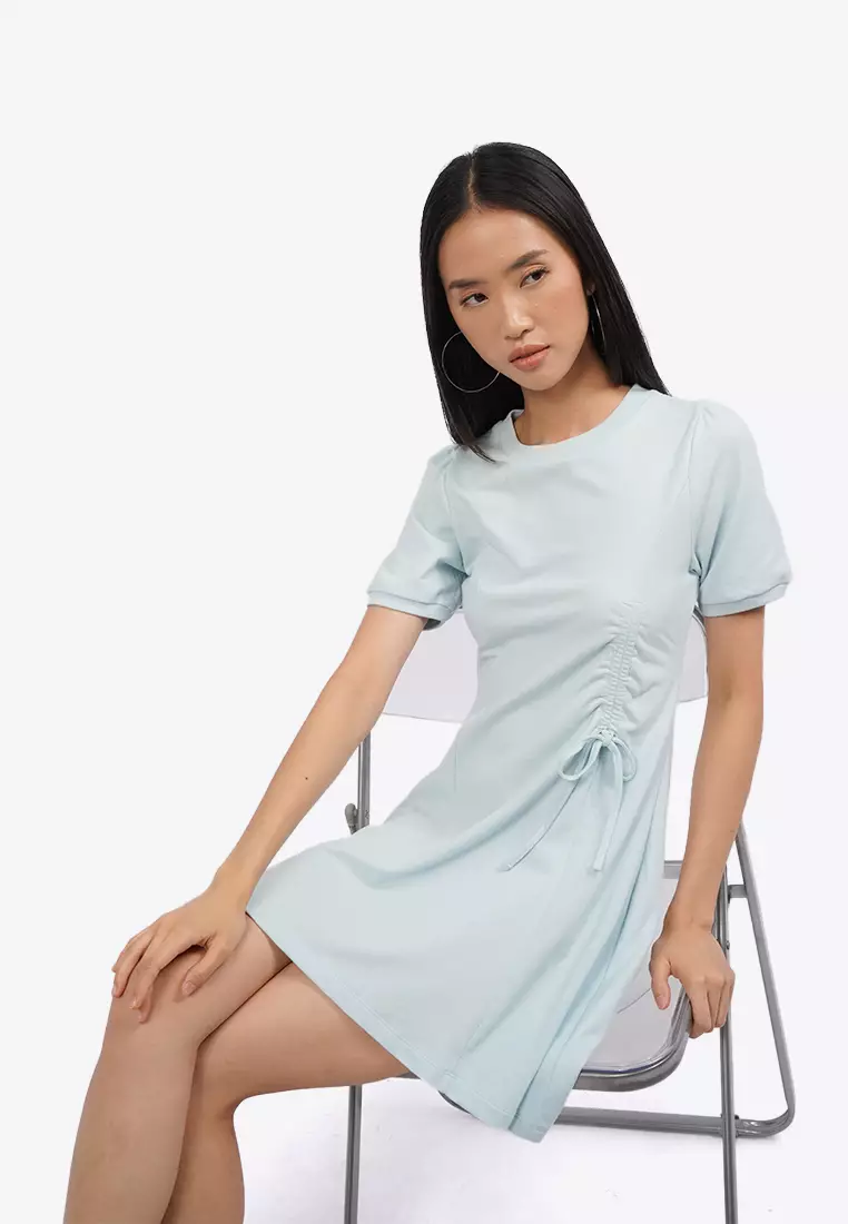 Jual COLORBOX Side Ruched Short Sleeve Mini Dress Original 2025 ...