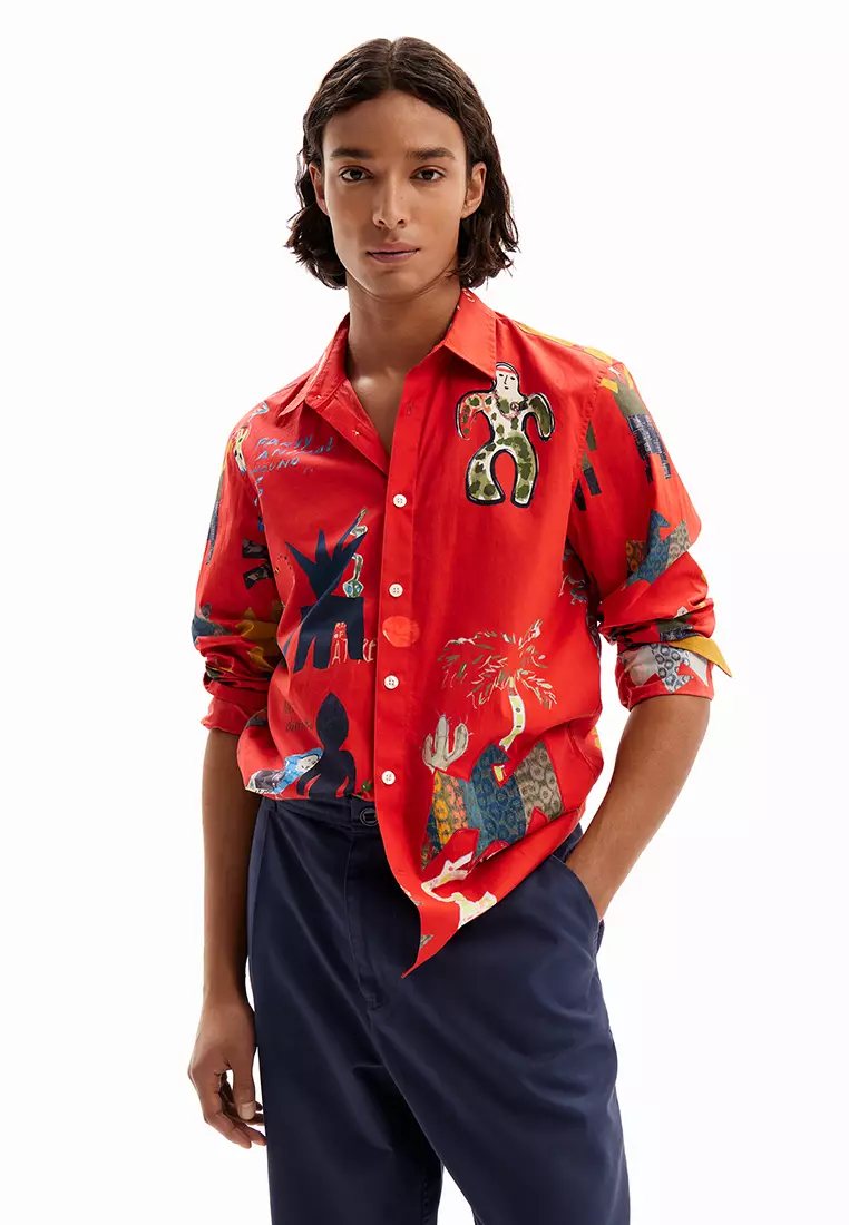 Buy Desigual Desigual Man Poplin illustrations shirt. 2024 Online ...