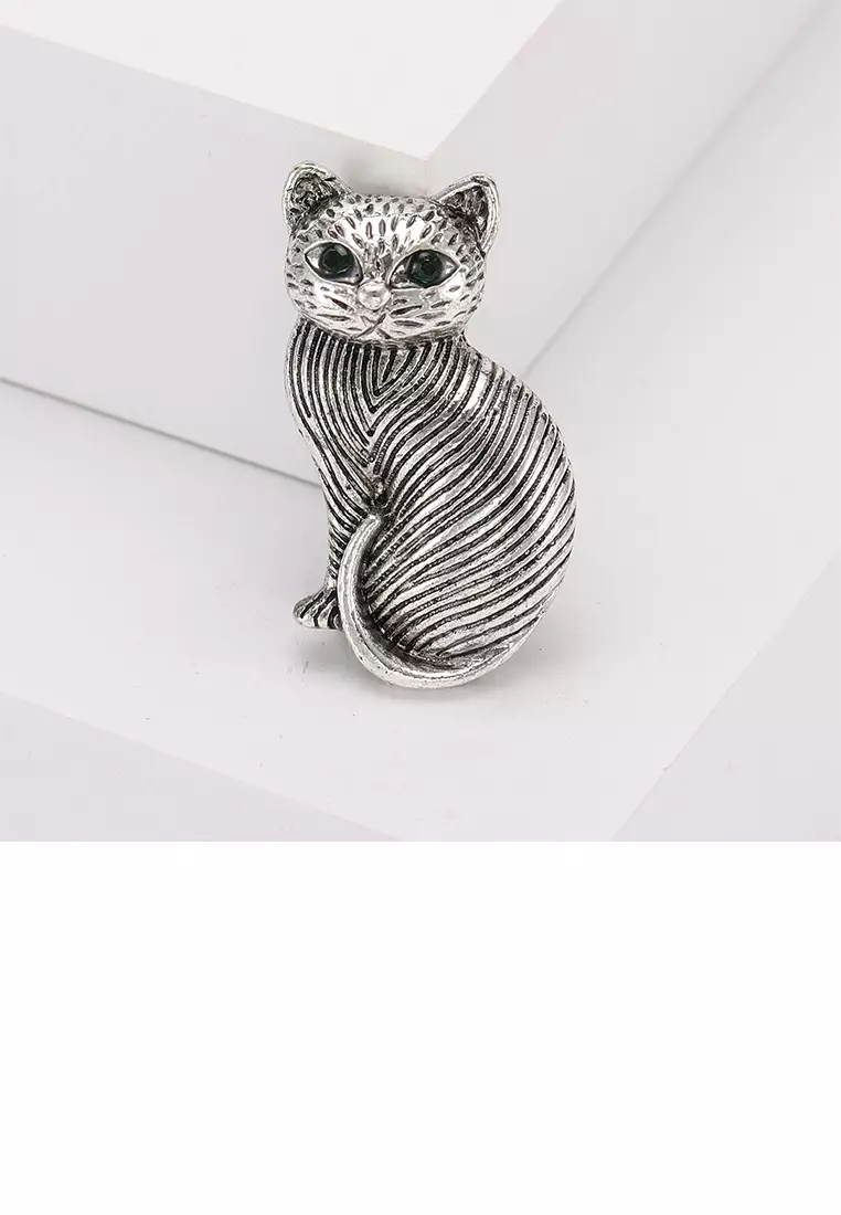 Buy SOEOES Simple Cute Cat Brooch with Cubic Zirconia 2025 Online | ZALORA