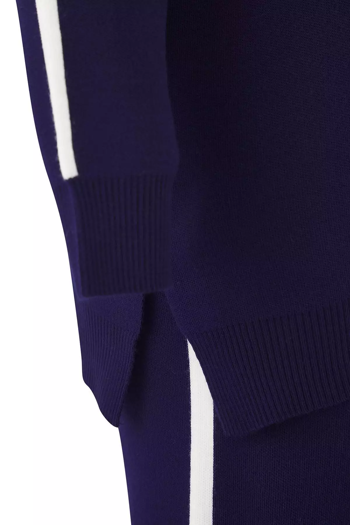 Buy Trendyol Navy Blue Stripe Detailed Turn-Down Collar Knitwear Bottom ...