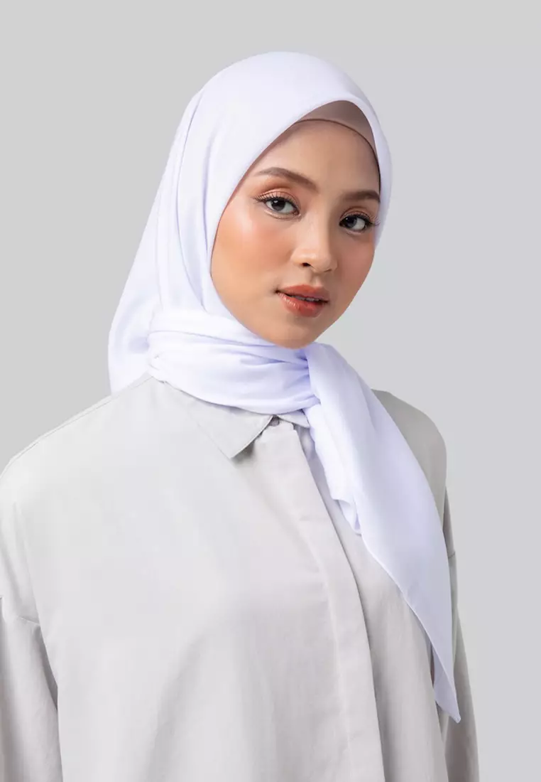 Jual KAMI Kami Light Voile Scarf Plain Pure White Original 2025 ...