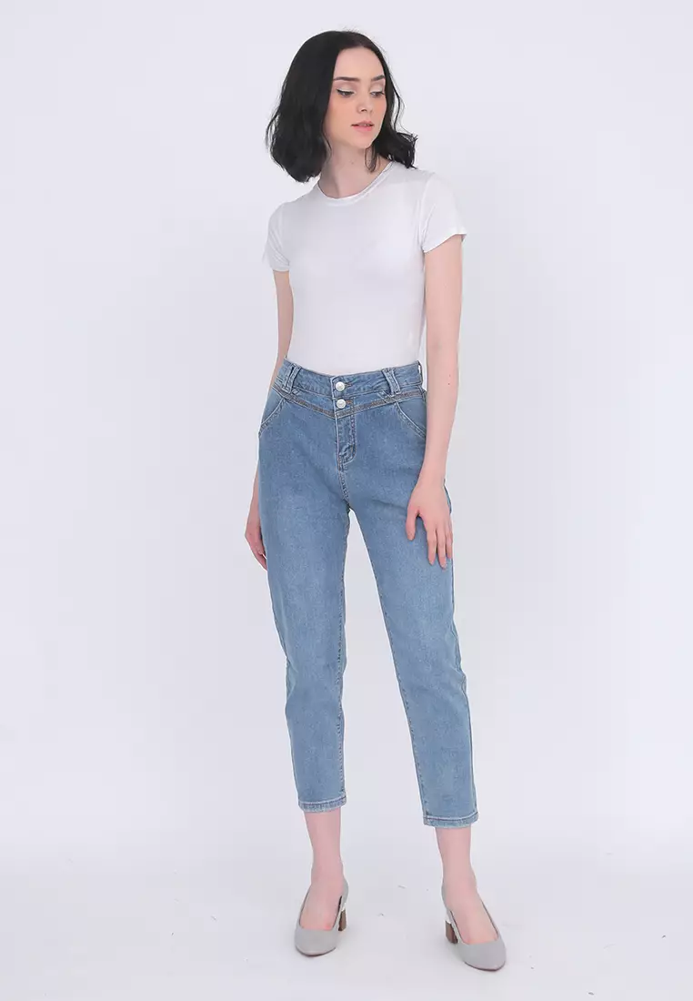 Jual Odiva Woman CASELA MOM JEANS BLUE Original 2025 | ZALORA Indonesia