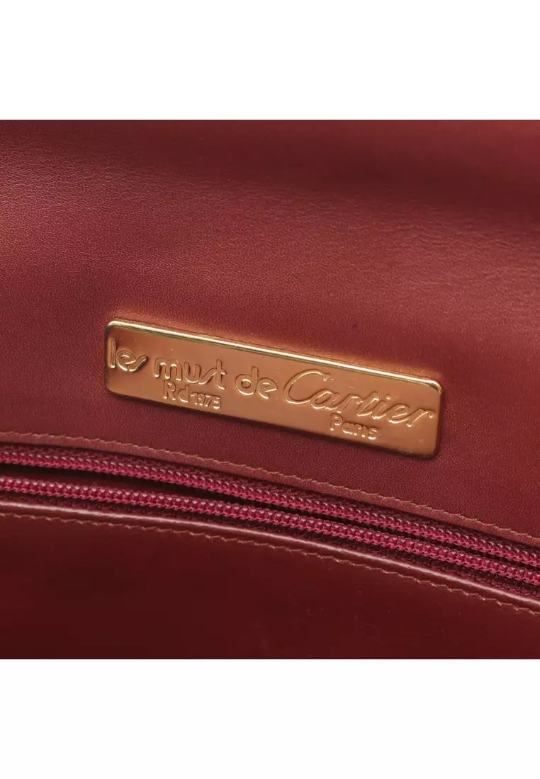 Buy Cartier Pre-Loved Cartier mast line Clutch bag leather Bordeaux ...