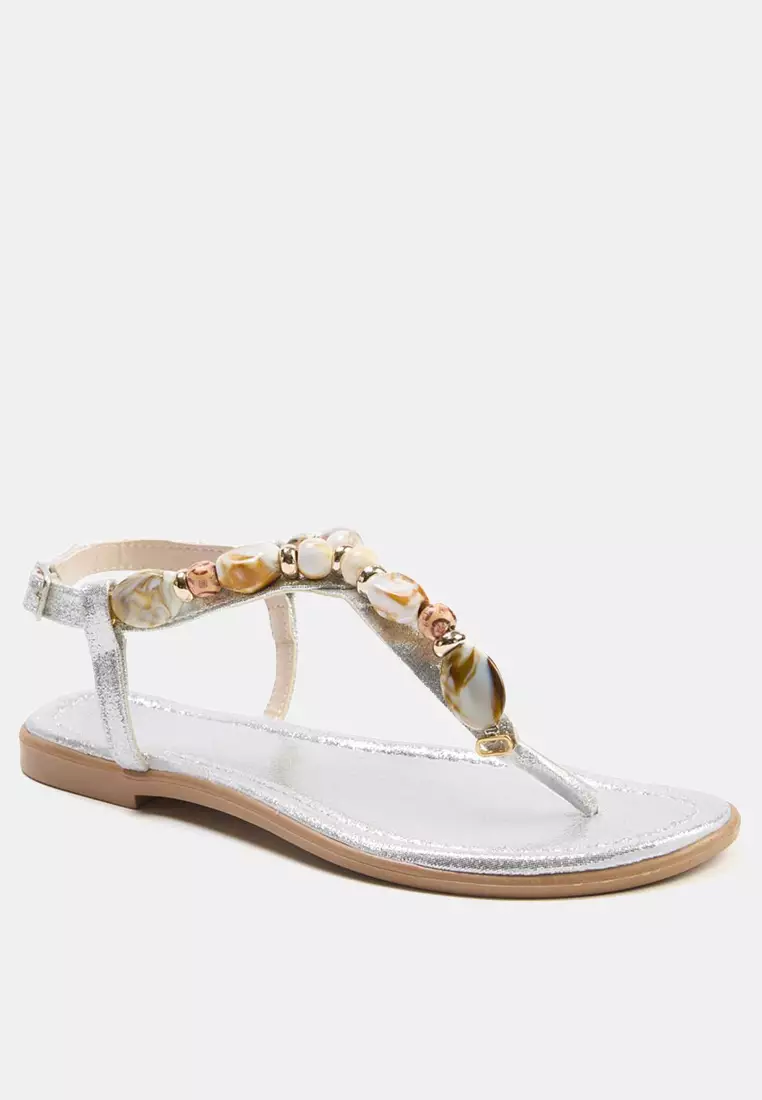 Buy Trendyol T-strap Stones Flat Sandals 2026 Online | ZALORA Philippines