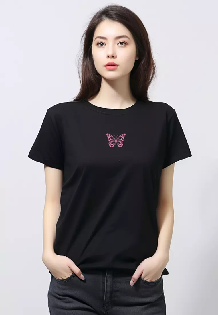 Jual Third Day LTF26 kaos t shirt wanita casual slim fit pink butterfly ...